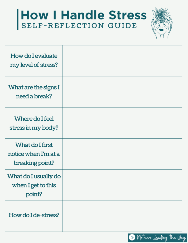 Identifying How You Handle Stress Printable Worksheet - Postive LeadHERship